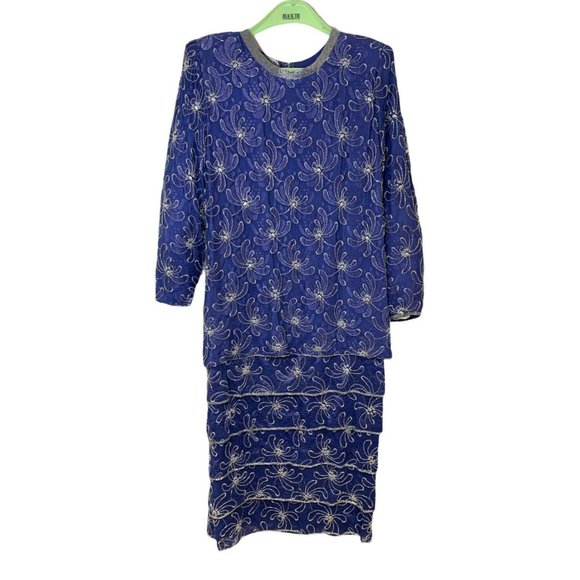 Judith Ann Creations | Dresses | Vntg Judith Ann Plus Fully Beaded Blue ...